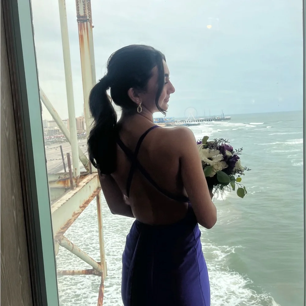 Dresses | Elegant Purple Strappy Back Dress For Women | Poshmark